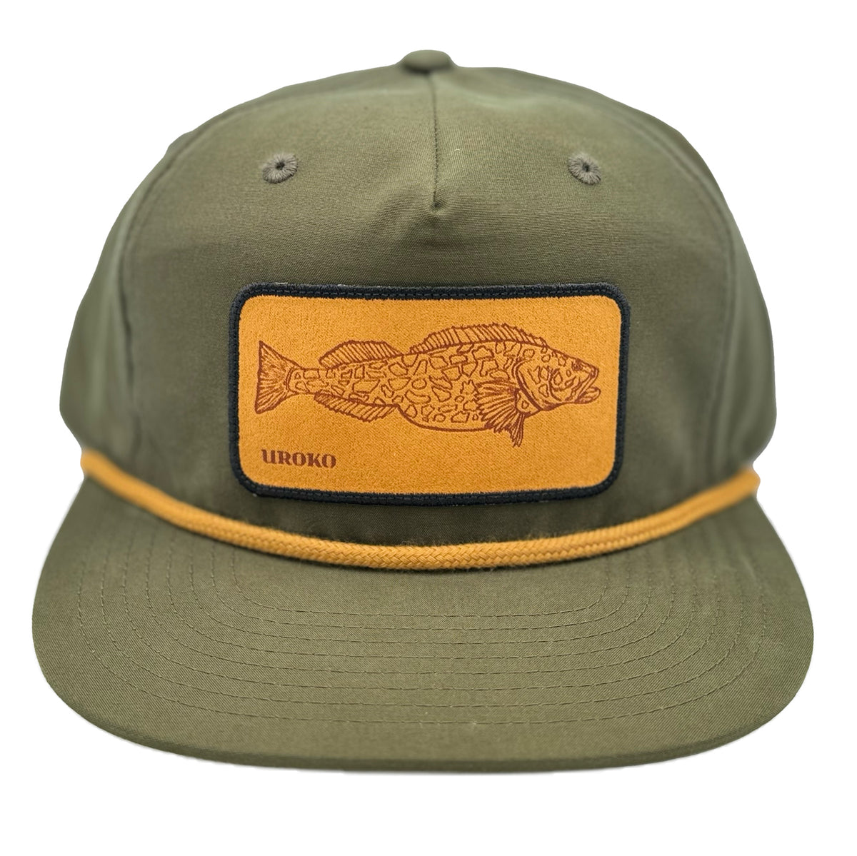 Ling Cod Structured Grandpa Hat in Olive with Gold Rope Detail – UROKO